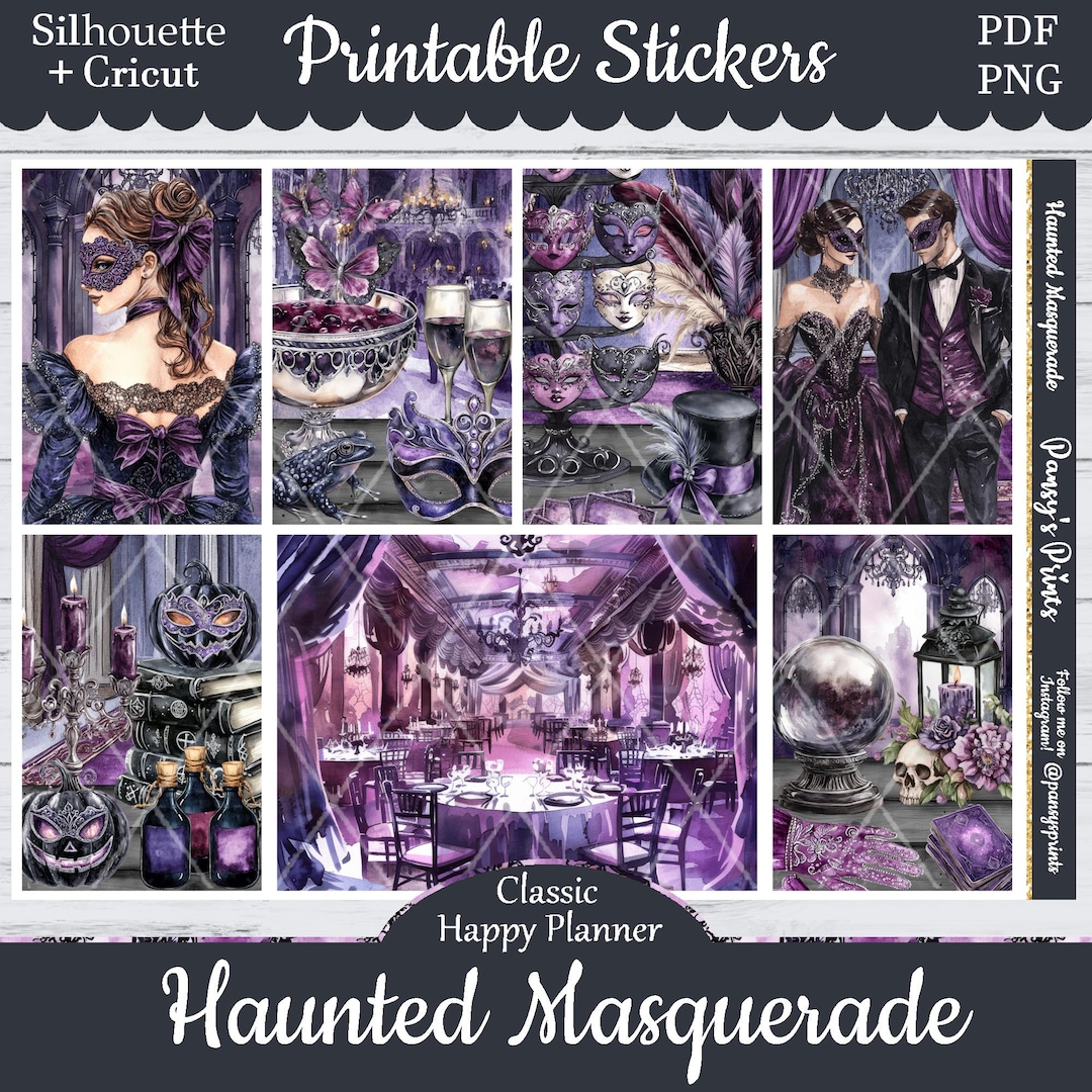 Printable Planner Stickers, Happy Planner, Haunted Masquerade, Classic ...