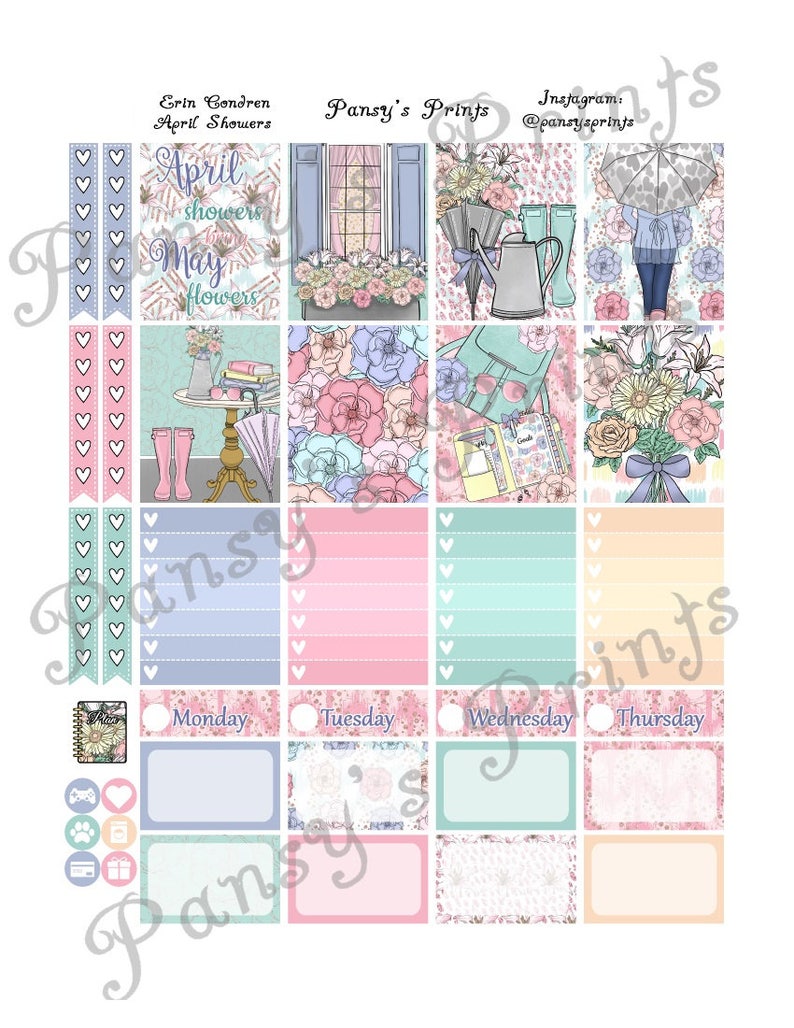 Printable Planner Stickers Erin Condren Vertical Weekly - Etsy