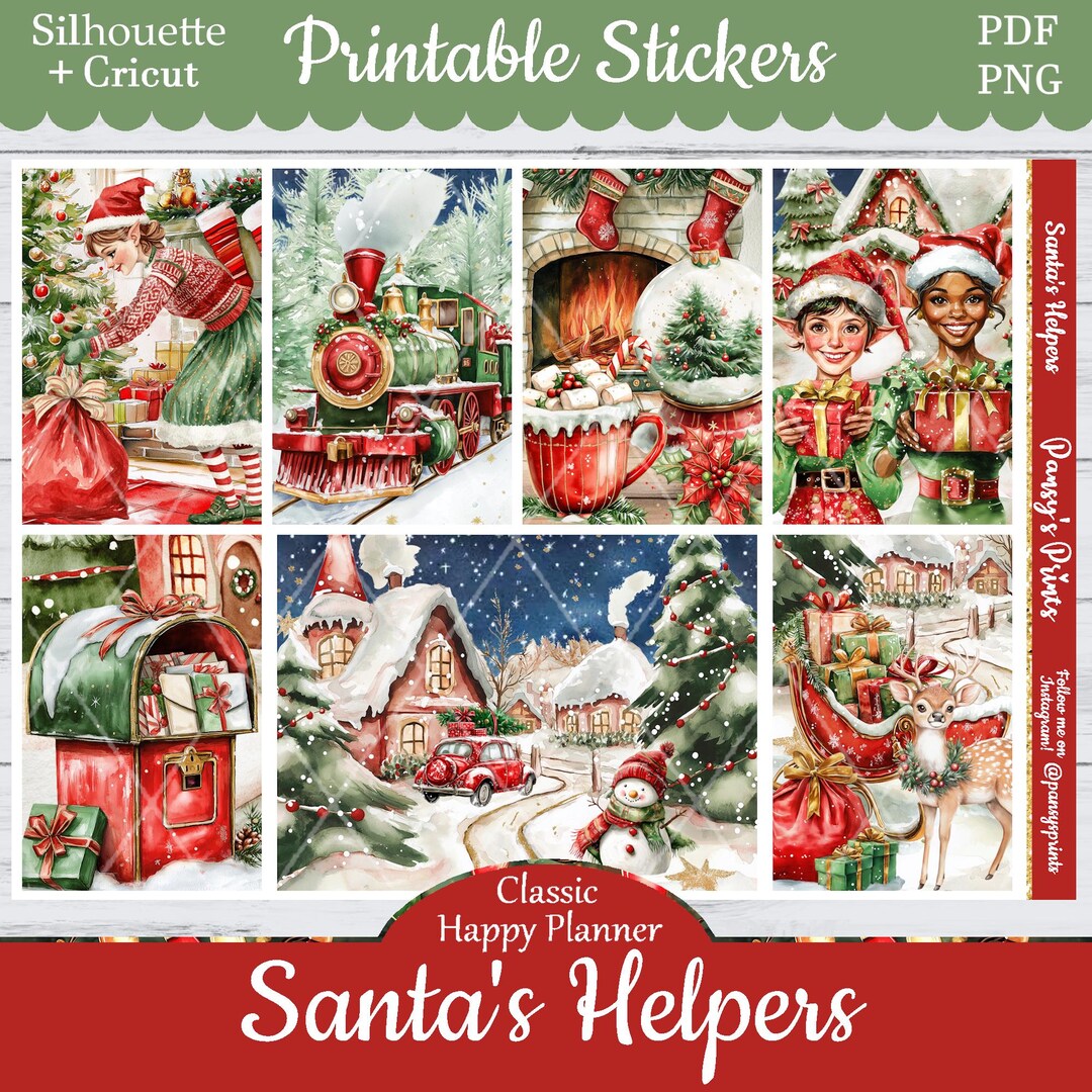 Printable Planner Stickers, Happy Planner, Santa's Helpers, Classic ...