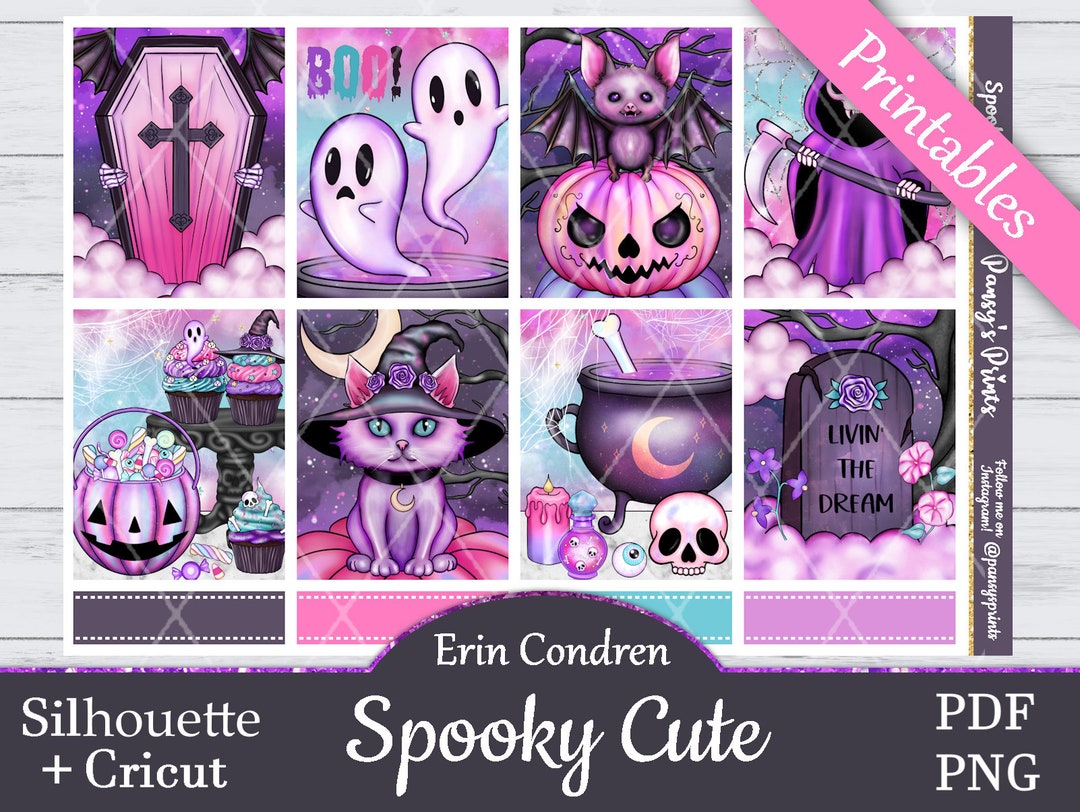 Printable Planner Stickers, Erin Condren, Spooky Cute, Vertical, Weekly ...