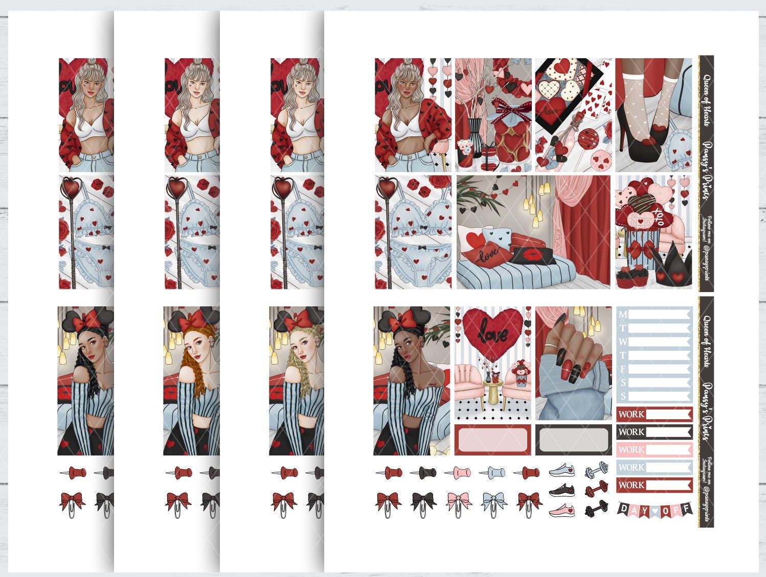 Printable Planner Stickers, Happy Planner, Queen of Hearts, Classic ...