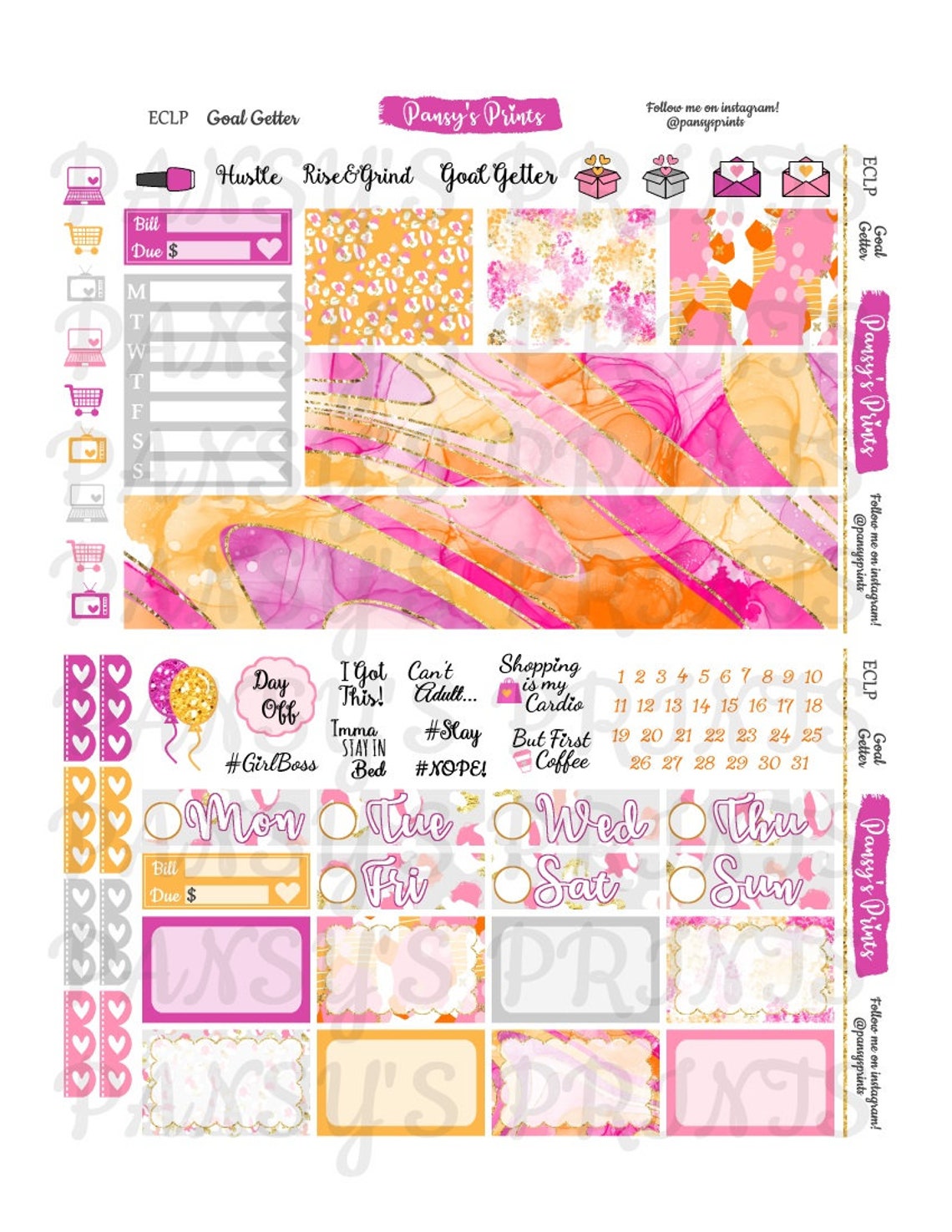 Printable Planner Stickers Erin Condren Vertical Weekly - Etsy