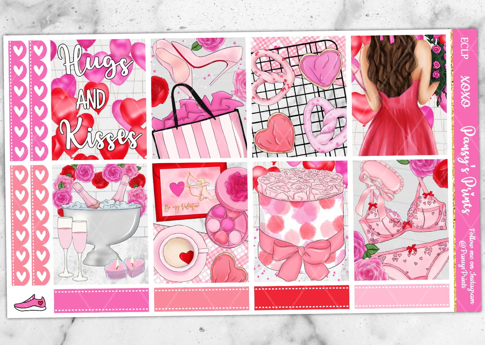 Printable Planner Stickers Erin Condren XOXO Vertical - Etsy