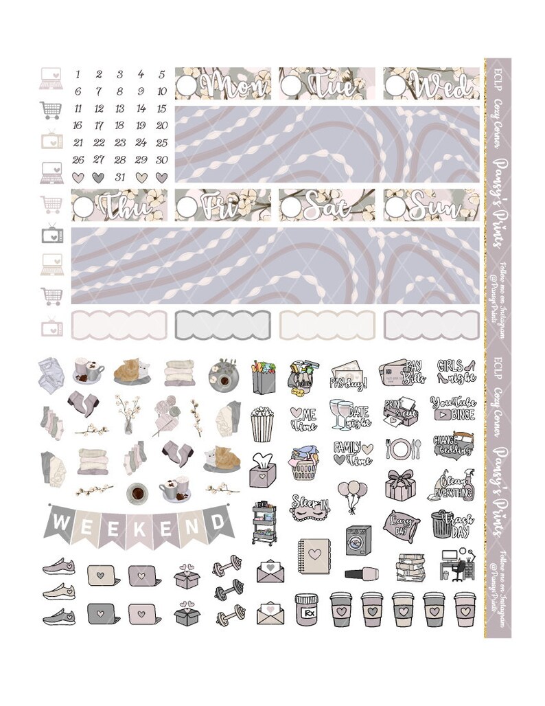 Printable Planner Stickers Erin Condren Cozy Corner | Etsy