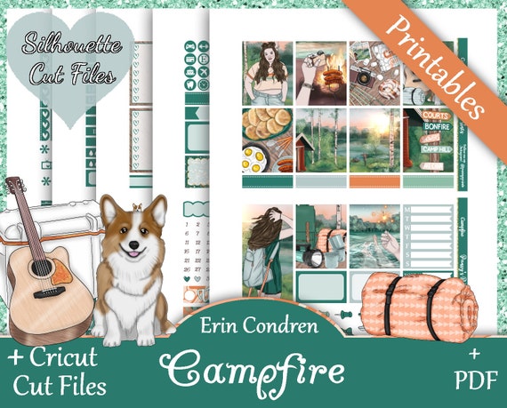 Printable Planner Stickers Erin Condren Campfire Vertical - Etsy