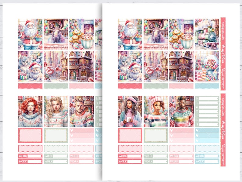 Printable Planner Stickers, Erin Condren, Candy Cane Lane, Vertical ...