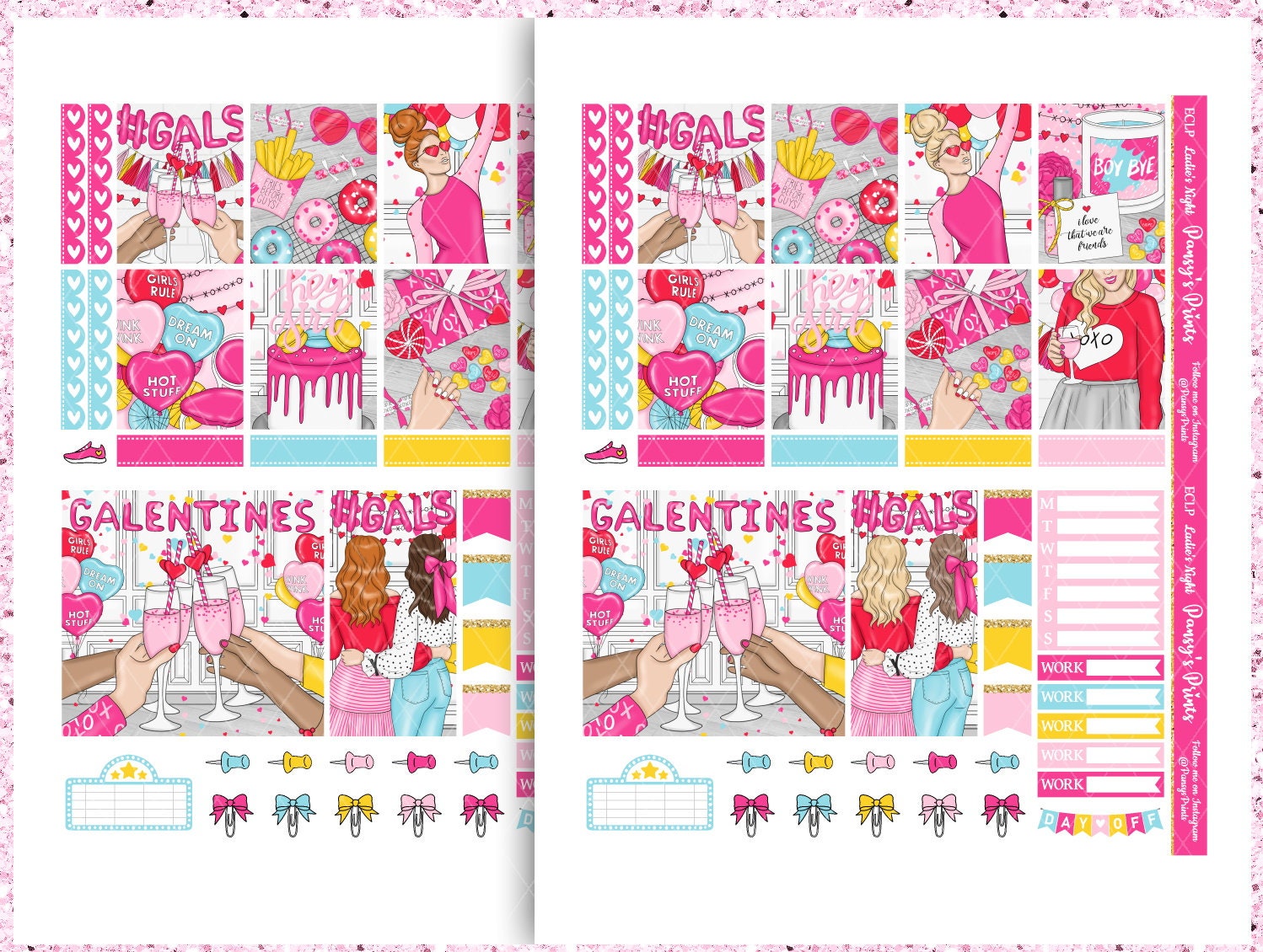 Printable Planner Stickers Erin Condren Ladies Night - Etsy