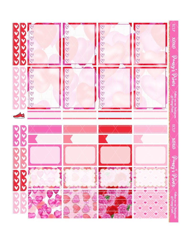 Printable Planner Stickers Erin Condren XOXO Vertical - Etsy