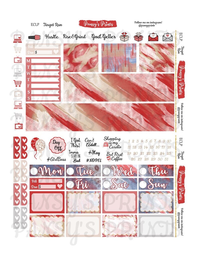 Printable Planner Stickers Erin Condren Vertical Weekly | Etsy
