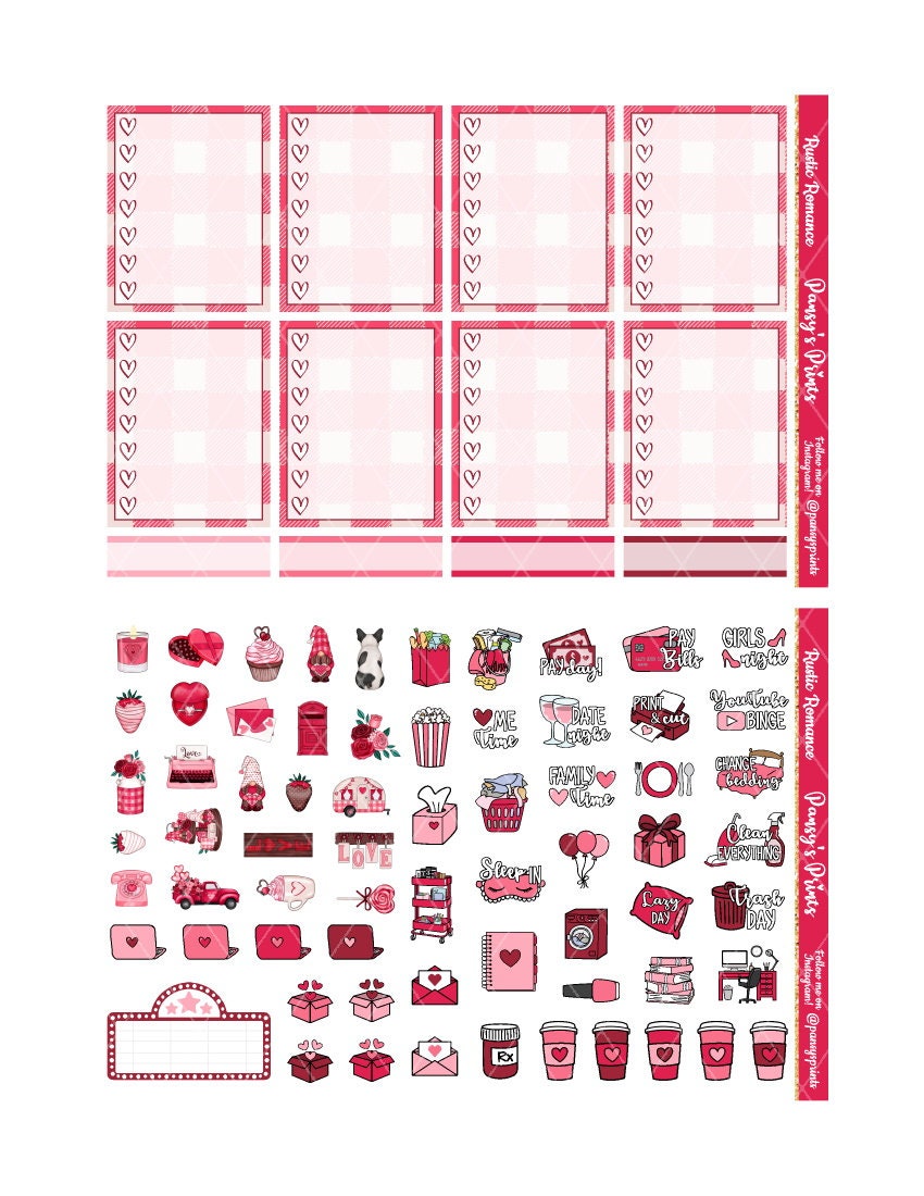Printable Planner Stickers Erin Condren Rustic Romance - Etsy