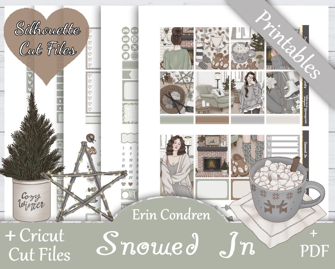 Printable Planner Stickers, Erin Condren, Snowed In, Vertical, Weekly ...