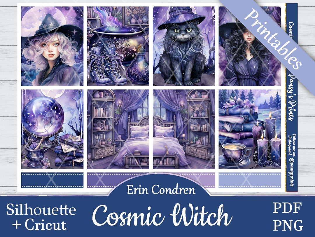 Printable Planner Stickers, Erin Condren, Cosmic Witch, Vertical ...