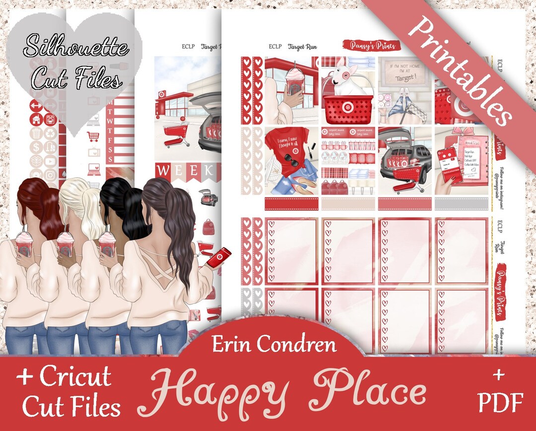 Printable Planner Stickers, Erin Condren, Vertical, Weekly Kit, Happy ...