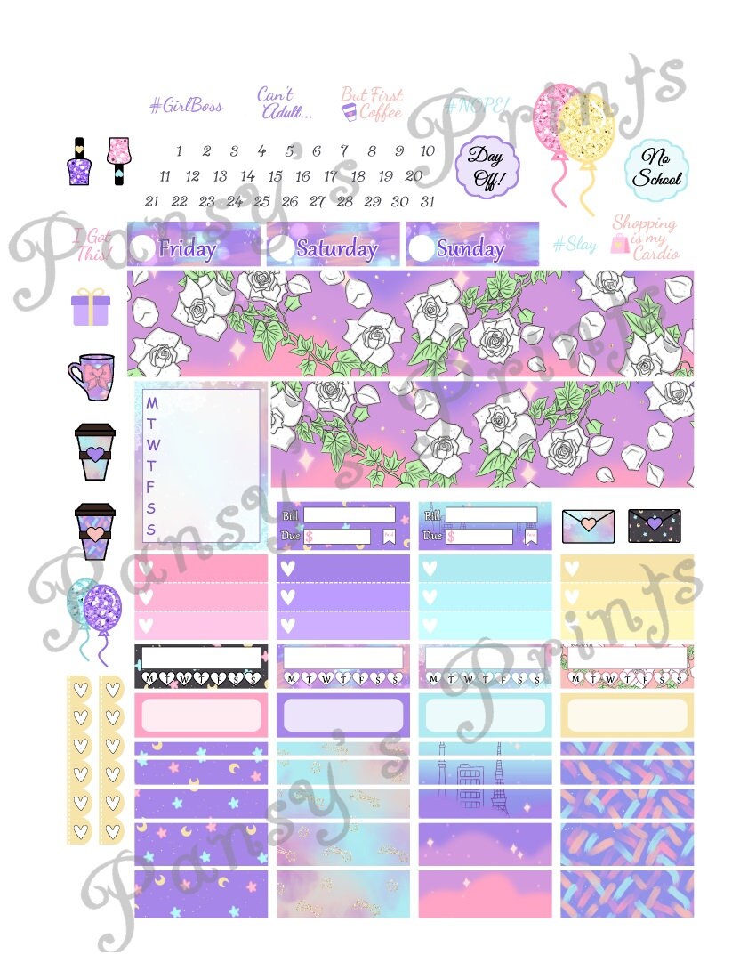 Printable Planner Stickers Erin Condren Vertical Weekly | Etsy