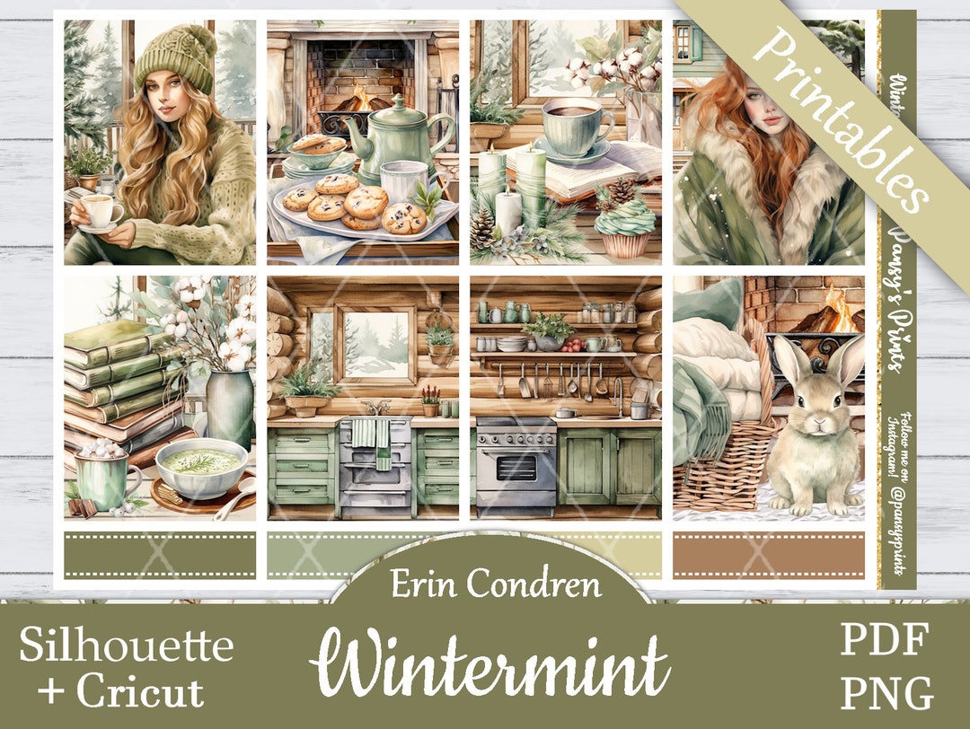Printable Planner Stickers, Erin Condren, Wintermint, Vertical, Weekly ...