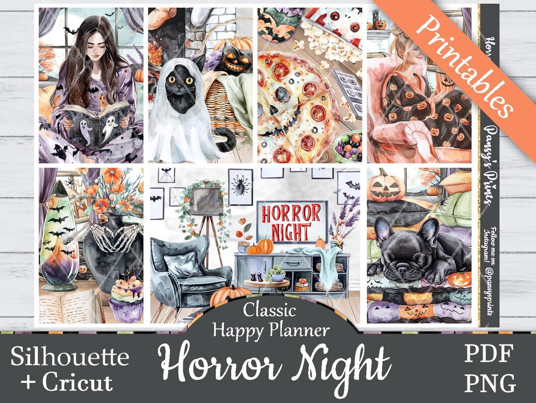 Printable Planner Stickers, Happy Planner, Horror Night, Classic, MAMBI ...
