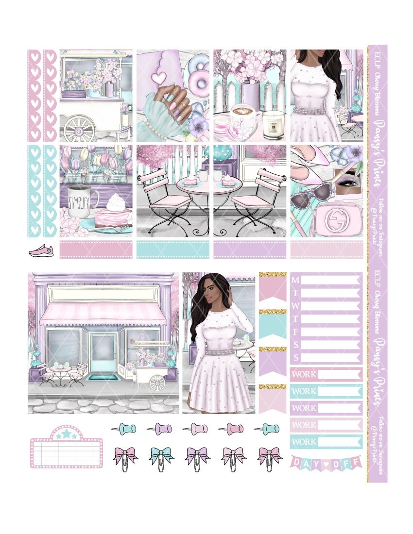 Printable Planner Stickers Erin Condren Cherry Blossoms | Etsy