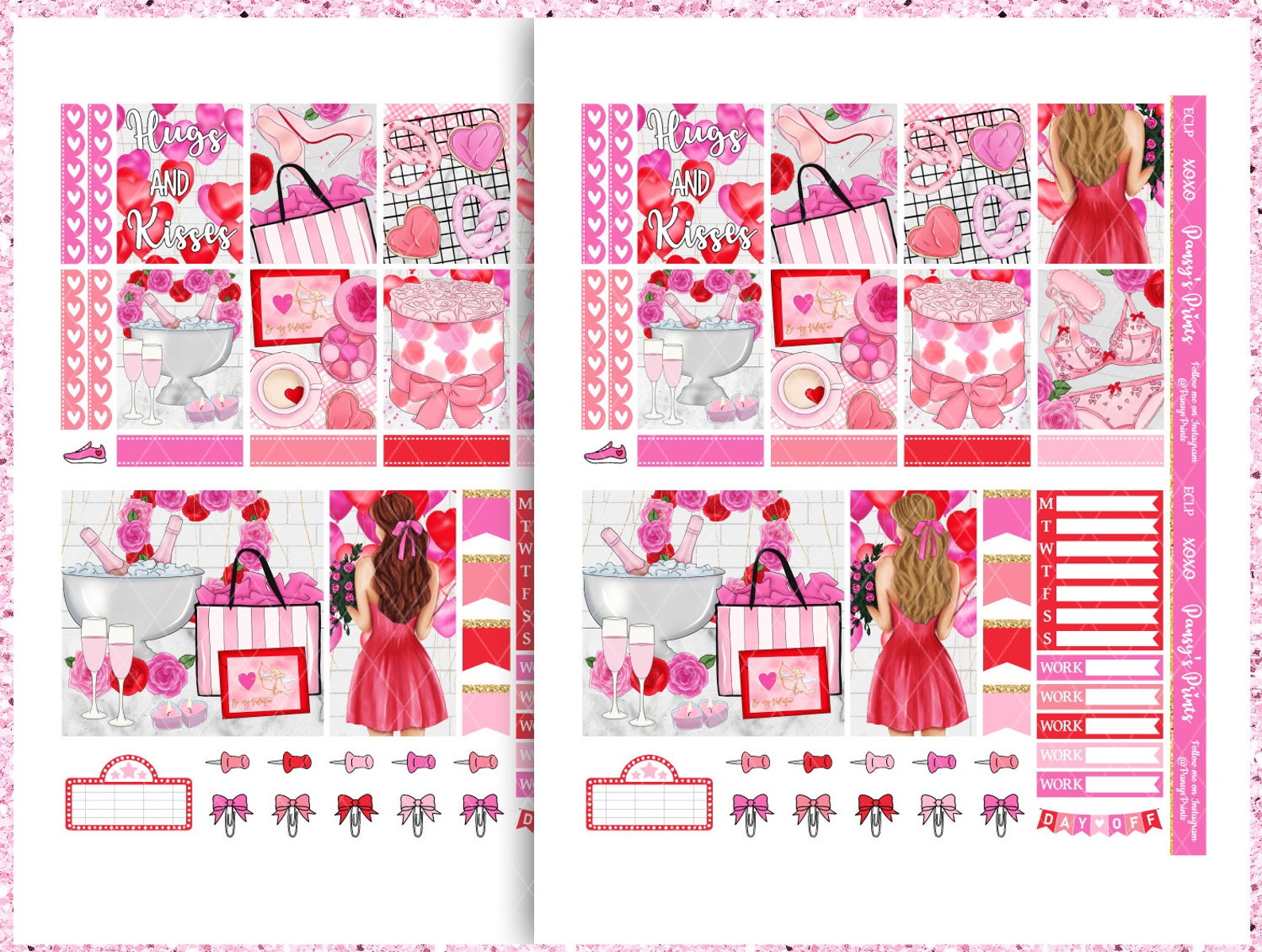 Printable Planner Stickers Erin Condren XOXO Vertical - Etsy