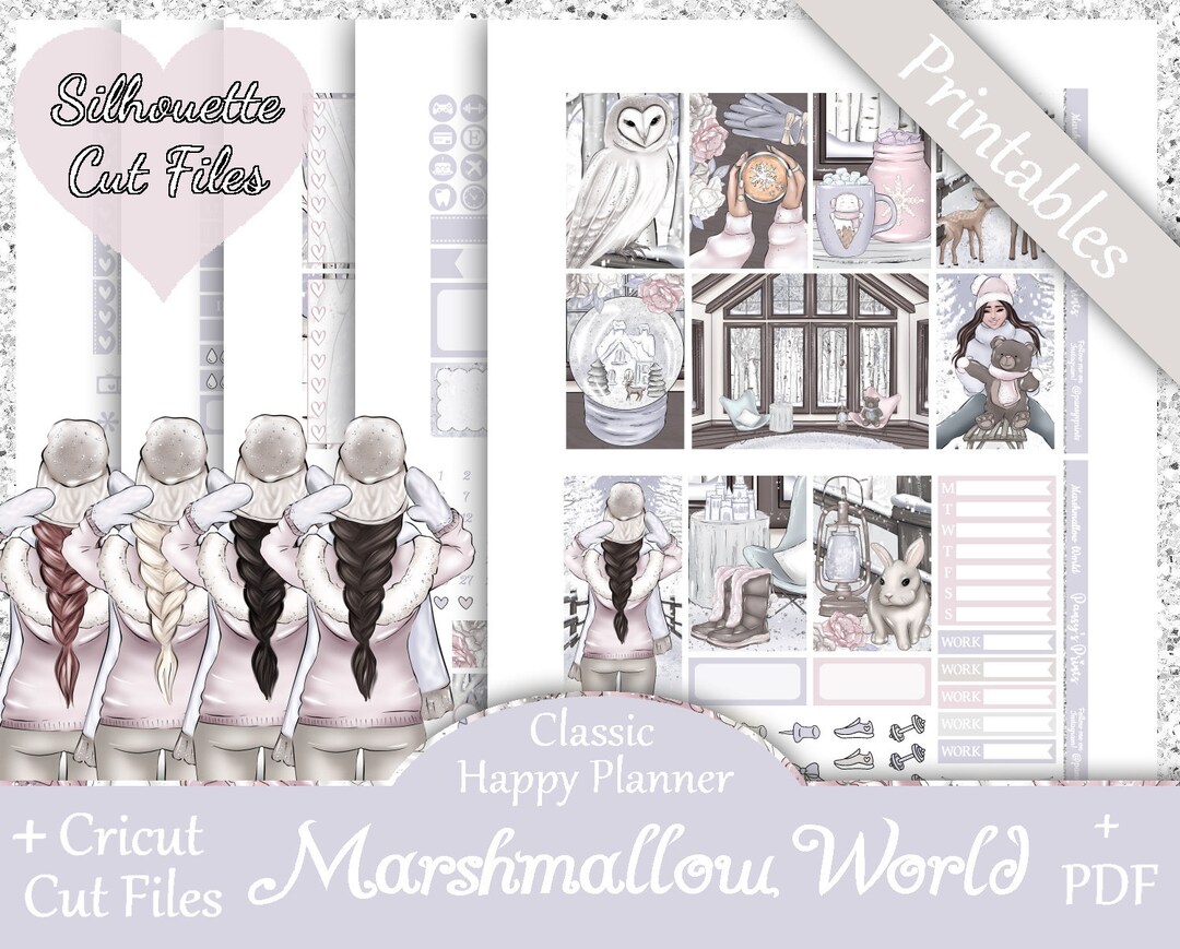 Printable Planner Stickers, Happy Planner, Marshmallow World, Classic ...