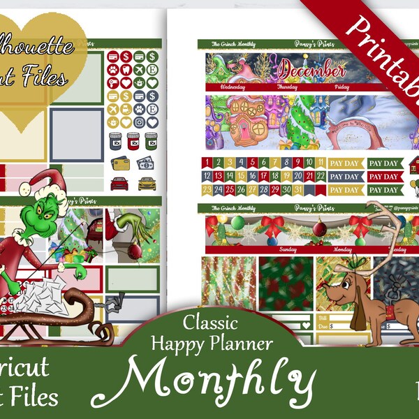 Christmas Monthly Kit Stickers Printable - Etsy