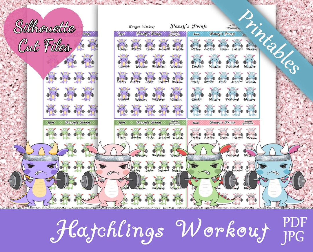 Printable Planner Stickers, Hatchlings Workout, Functional, Cute ...