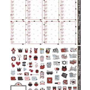 Printable Planner Stickers, Happy Planner, Queen of Hearts, Classic ...