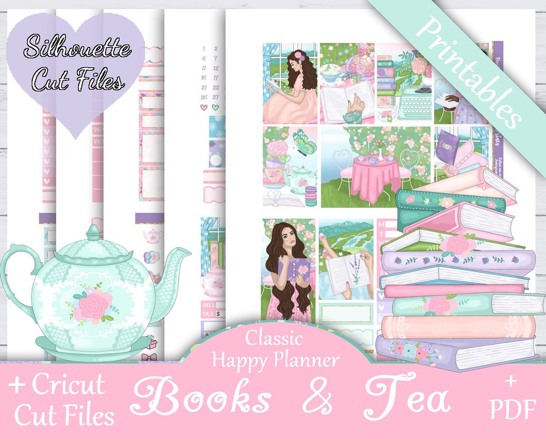 Printable Planner Stickers, Happy Planner, Books & Tea, Classic, MAMBI ...