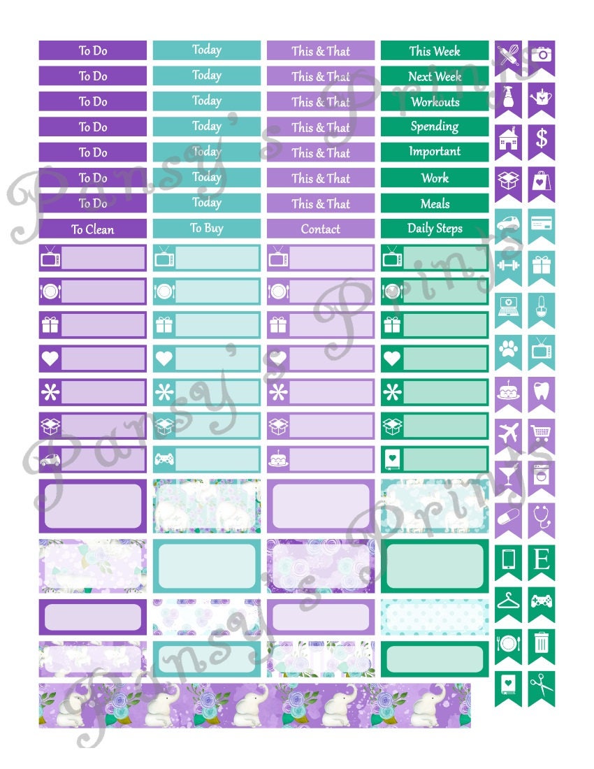 Printable Planner Stickers Erin Condren Vertical Weekly | Etsy