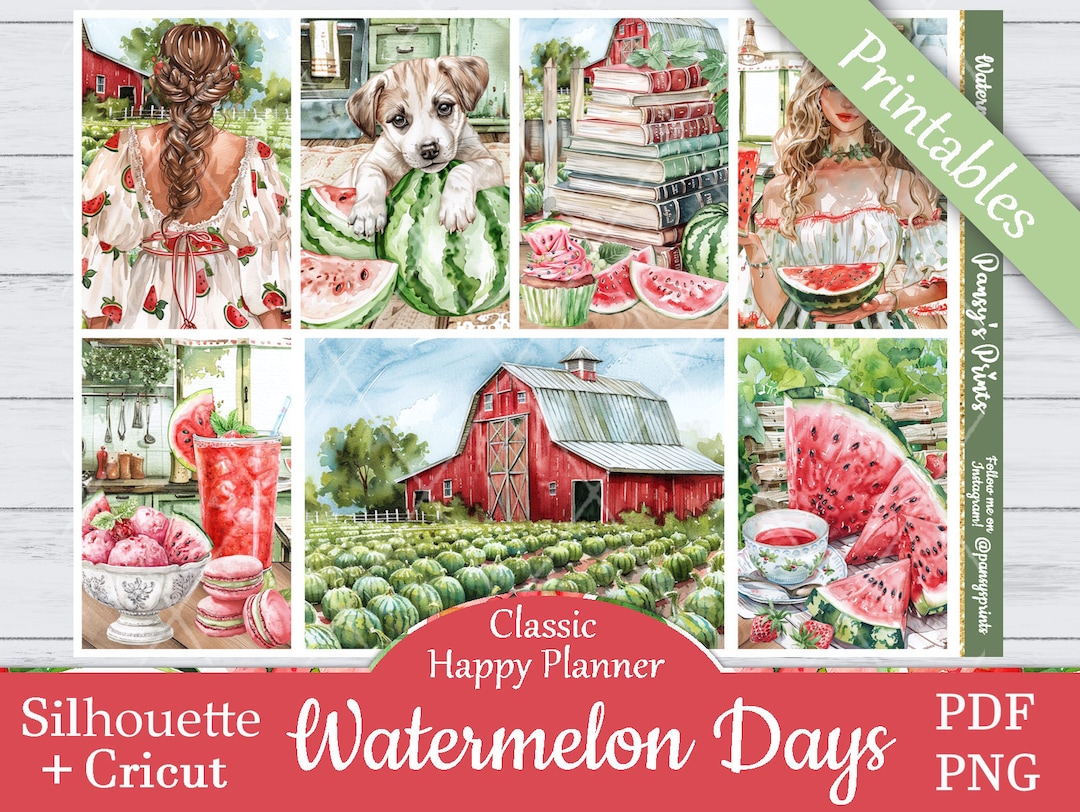Printable Planner Stickers, Happy Planner, Watermelon Days, Classic ...