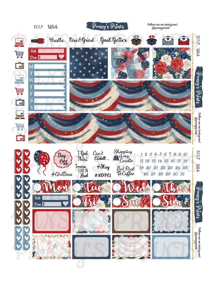 Printable Planner Stickers Erin Condren Vertical Weekly - Etsy
