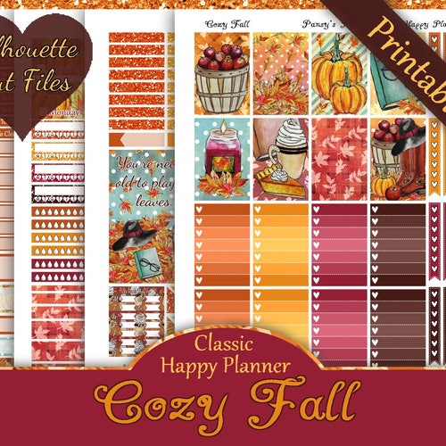 Printable Happy Planner Fall Stickers Kit Halloween Planner | Etsy