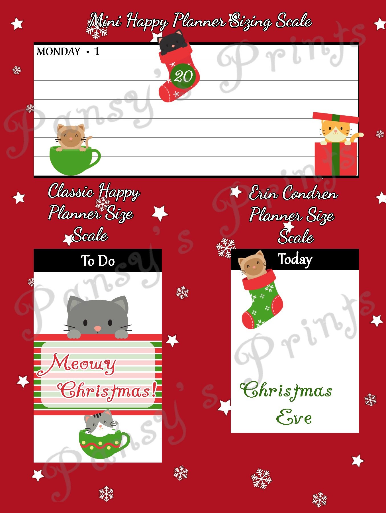 Kitten Christmas/countdown Planner Stickers for All Types of | Etsy