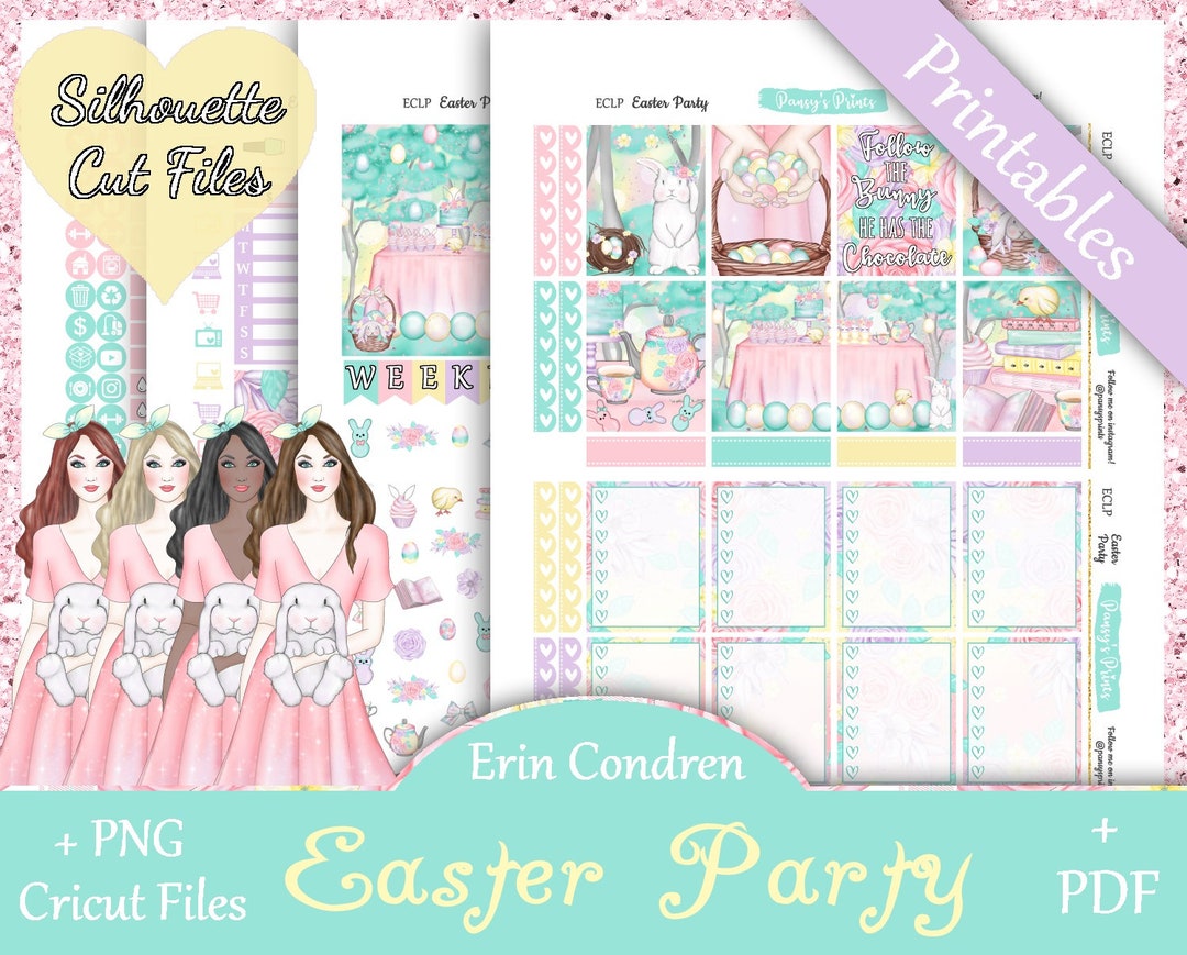 Printable Planner Stickers, Erin Condren, Vertical, Weekly Kit, Easter ...