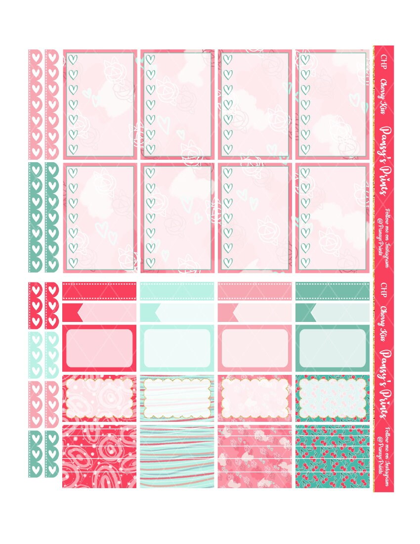Printable Planner Stickers Happy Planner Cherry Kiss - Etsy