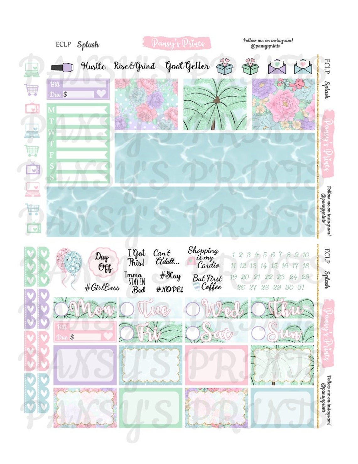 Printable Planner Stickers Erin Condren Vertical Weekly | Etsy