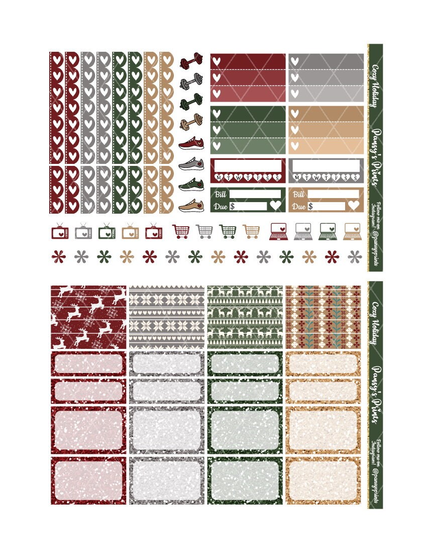 Printable Planner Stickers Happy Planner Cozy Holidays | Etsy