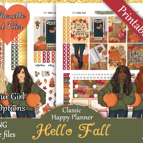 Fall Printable Planner Stickers Happy Planner Weekly Kit - Etsy