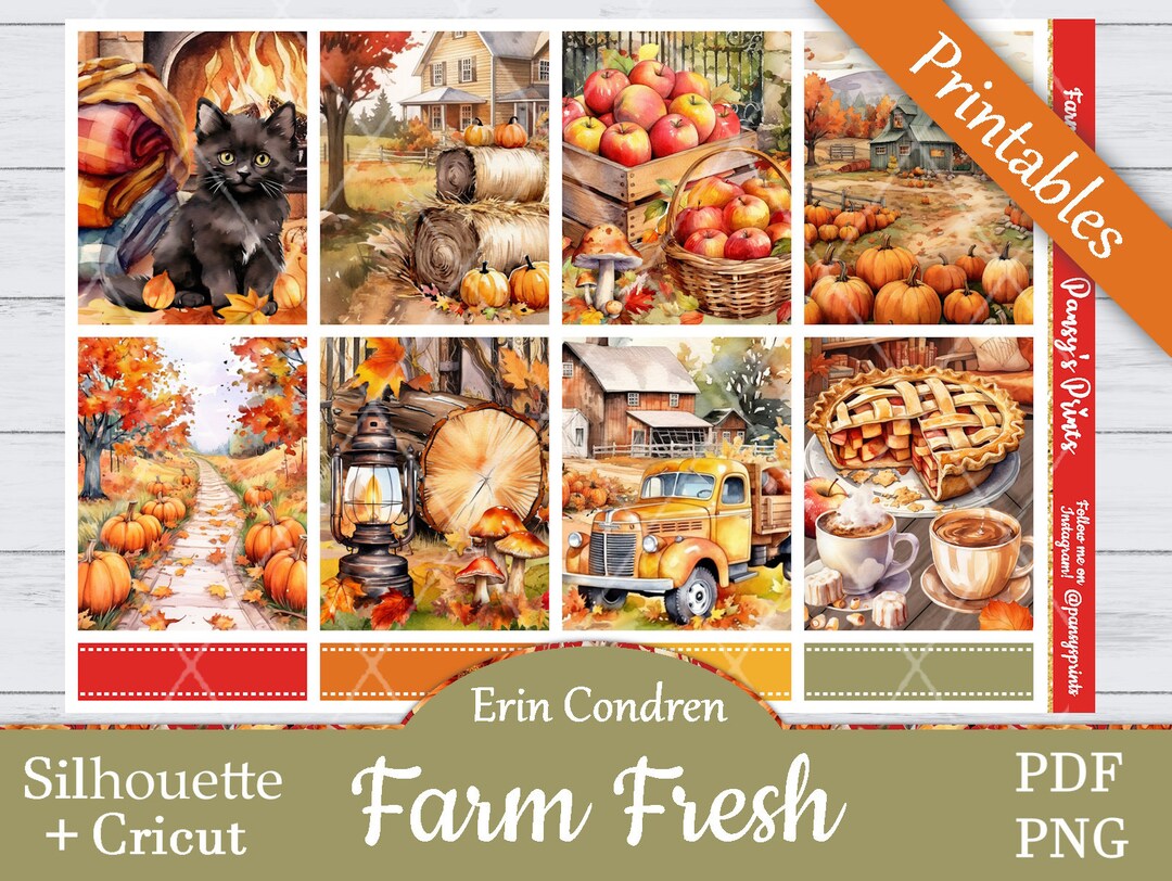 Printable Planner Stickers, Erin Condren, Farm Fresh, Vertical, Weekly ...