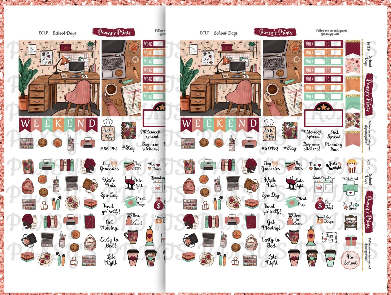 Printable Planner Stickers Erin Condren Vertical Weekly | Etsy