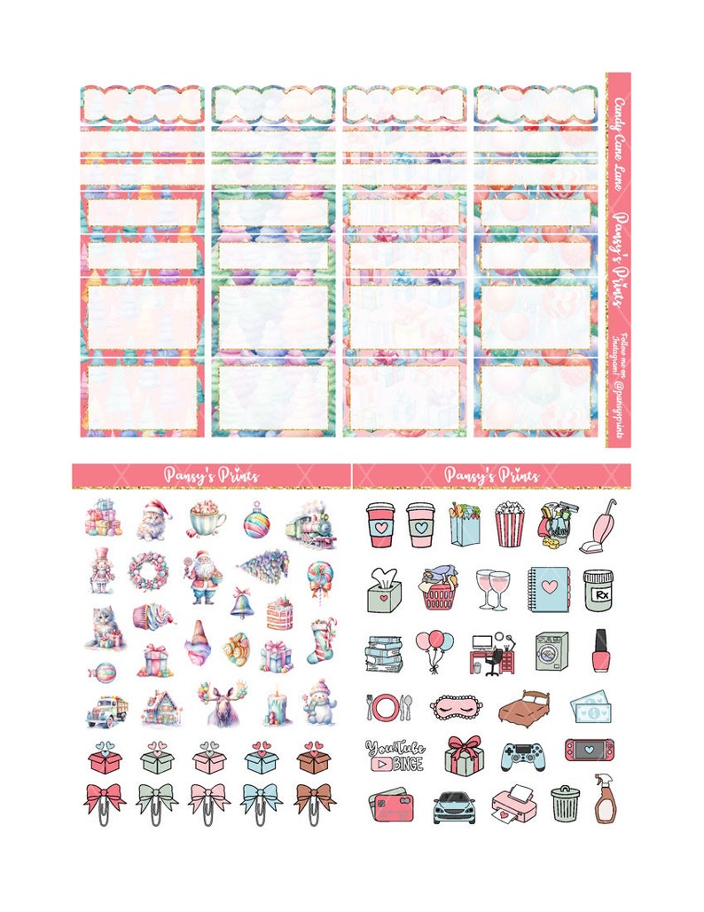 Printable Planner Stickers, Happy Planner, Candy Cane Lane, Classic ...