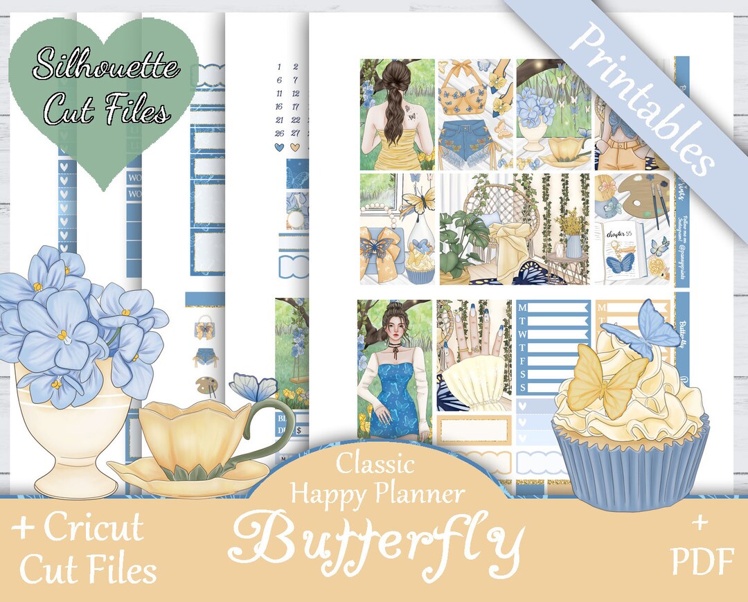 Printable Planner Stickers, Happy Planner, Butterfly, Classic, MAMBI ...