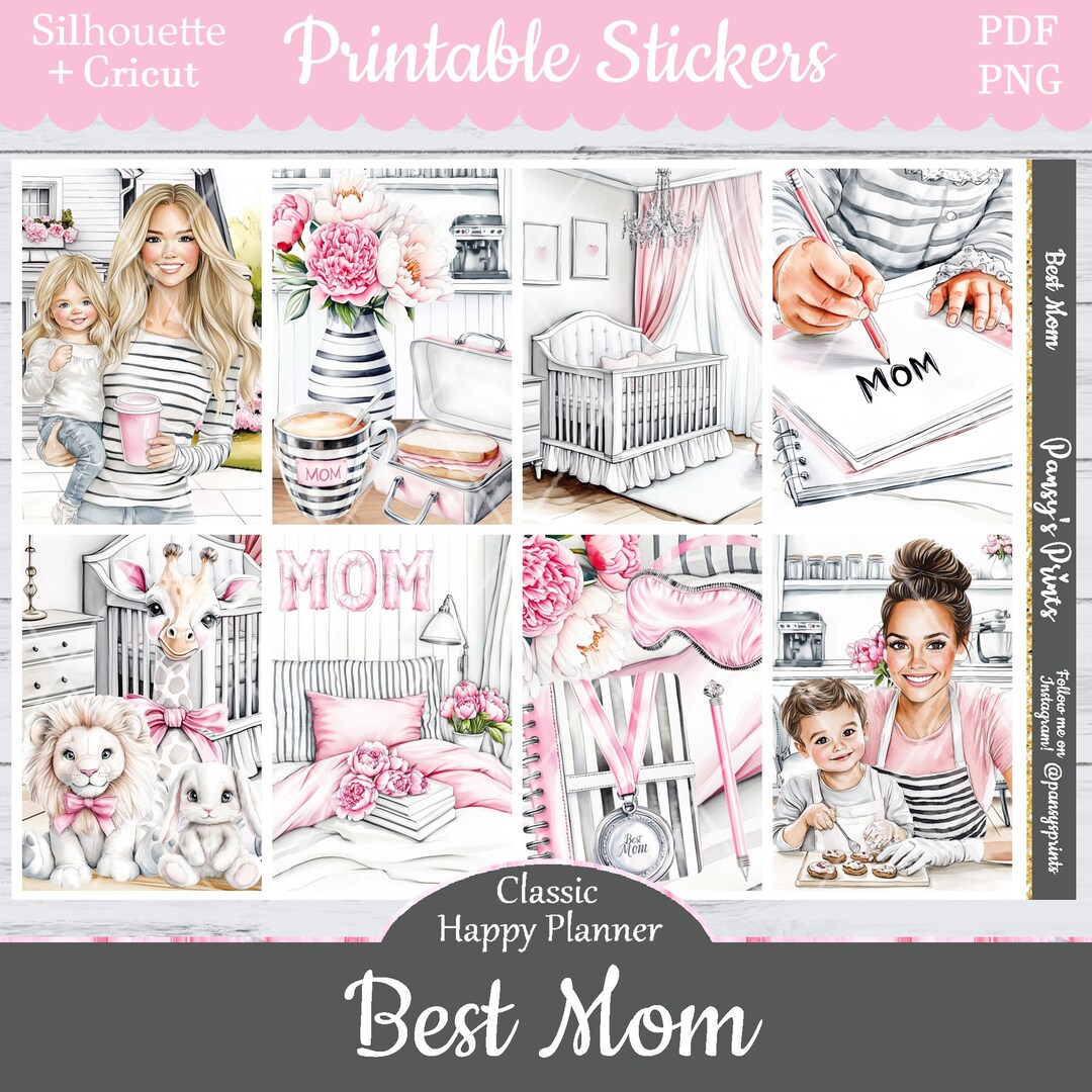 Printable Planner Stickers, Happy Planner, Best Mom, Vertical, Weekly ...