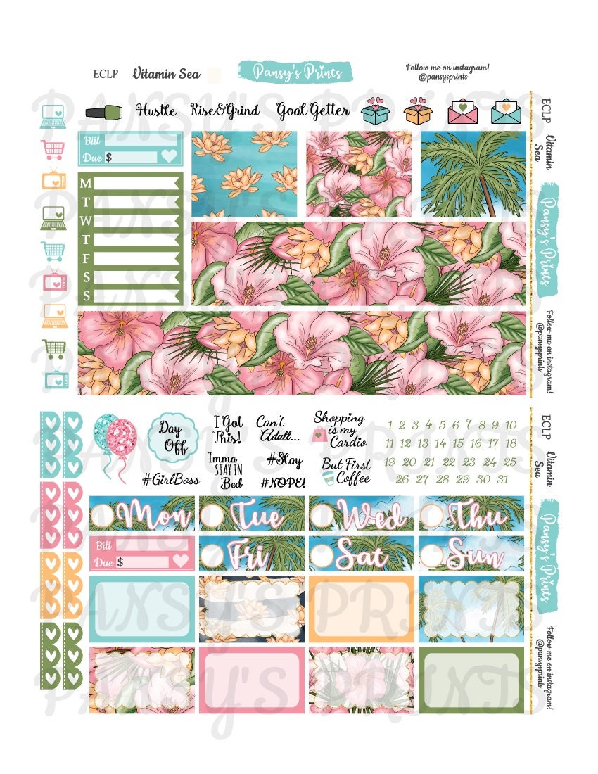Printable Planner Stickers Erin Condren Vertical Weekly | Etsy