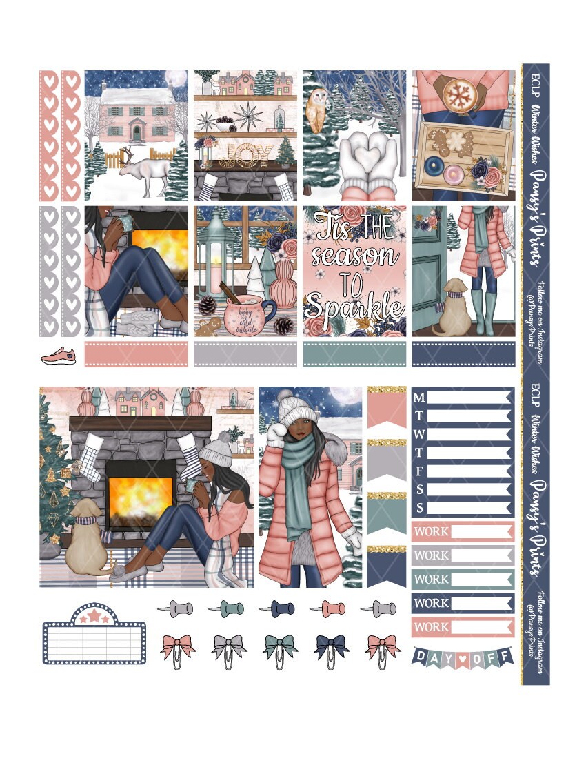 Printable Planner Stickers Erin Condren Winter Wishes - Etsy