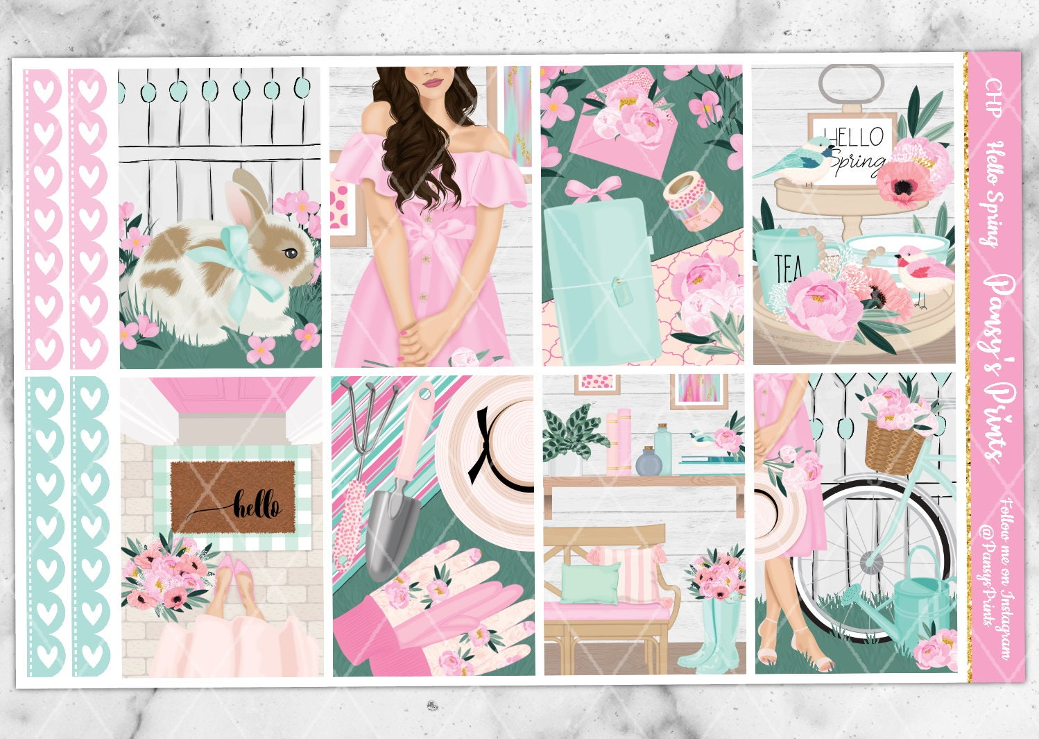 Printable Planner Stickers Happy Planner Hello Spring | Etsy