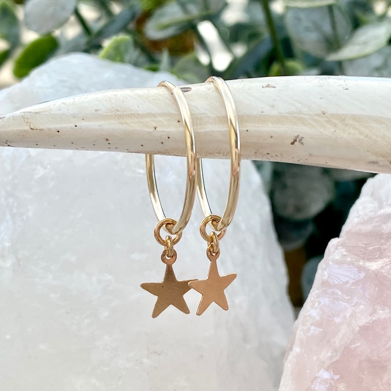 Star Hoop Earrings Star Earrings Tiny Star Hoops Hoops With - Etsy