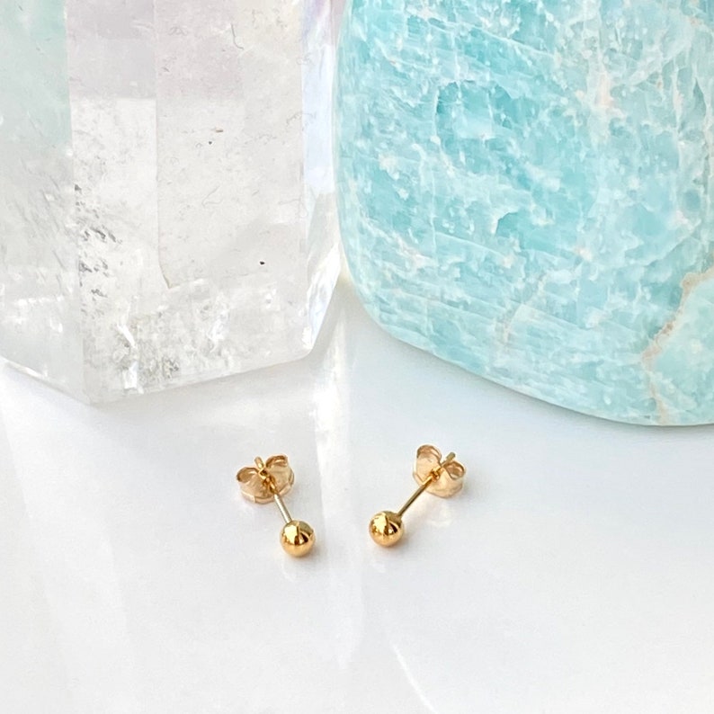 Simple Gold Studs 14k Gold Filled or Silver Minimalist Stud | Etsy