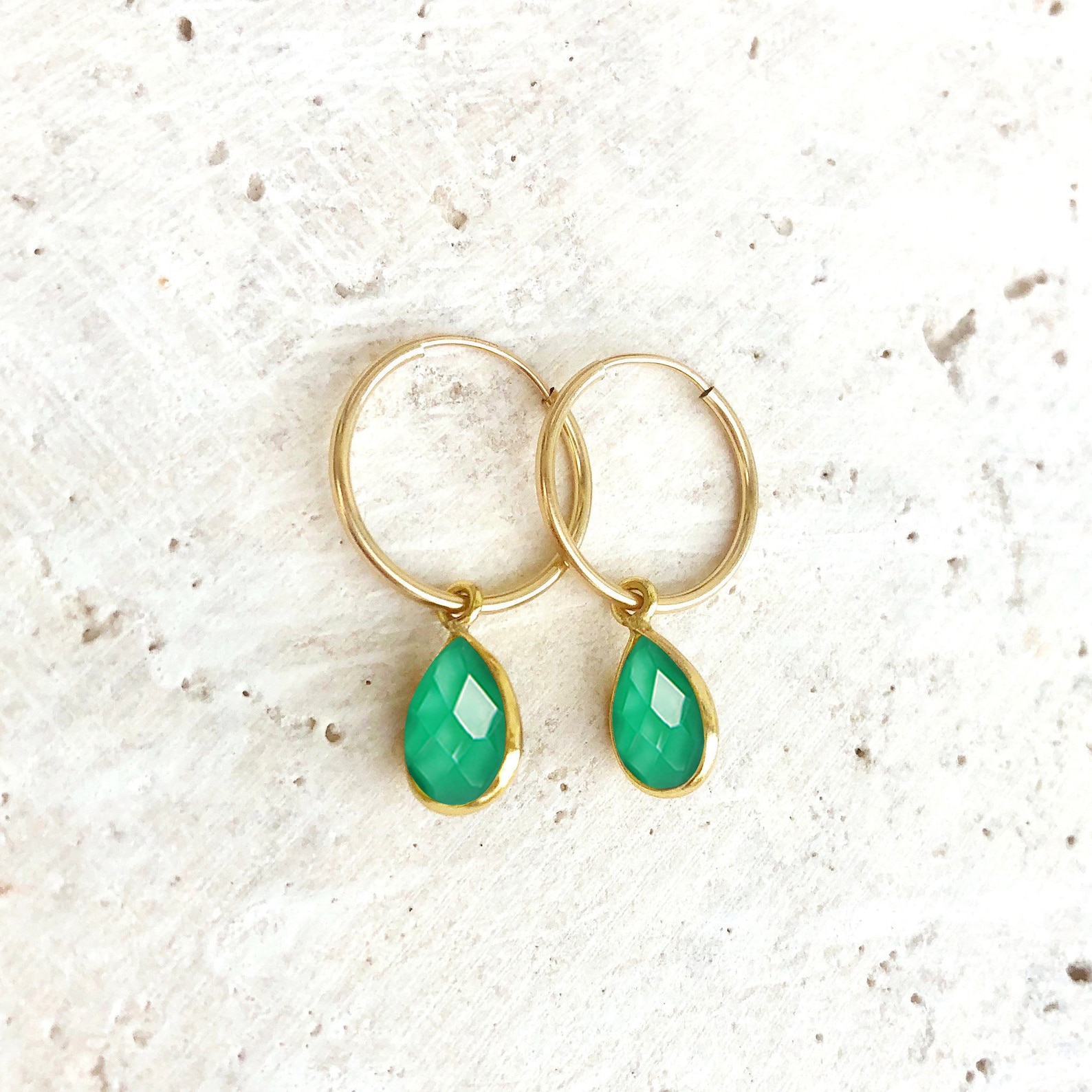 Emerald Green Onyx Earrings, Green Stone Earrings, May Birthstone ...