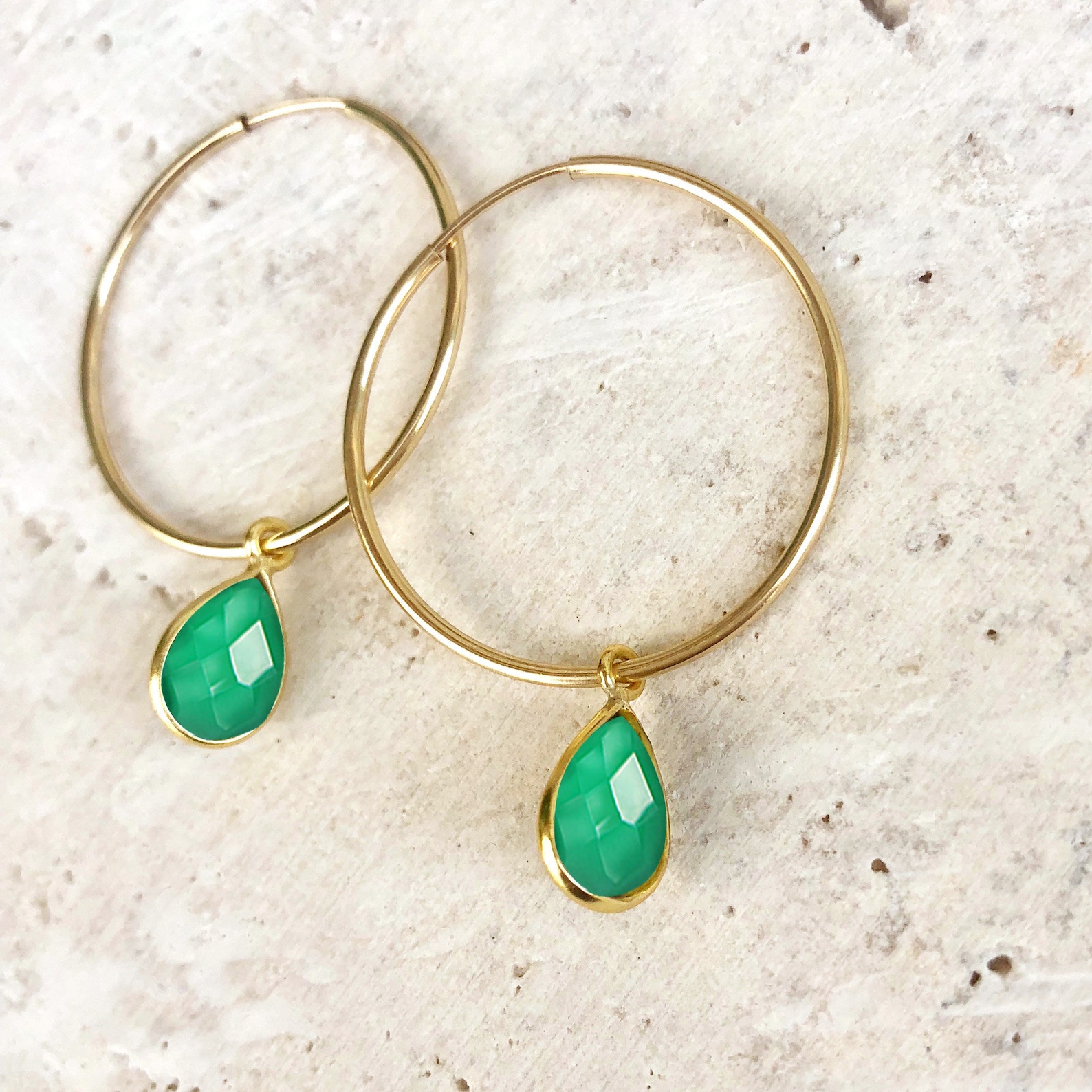 Emerald Green Onyx Earrings, Green Stone Earrings, May Birthstone ...