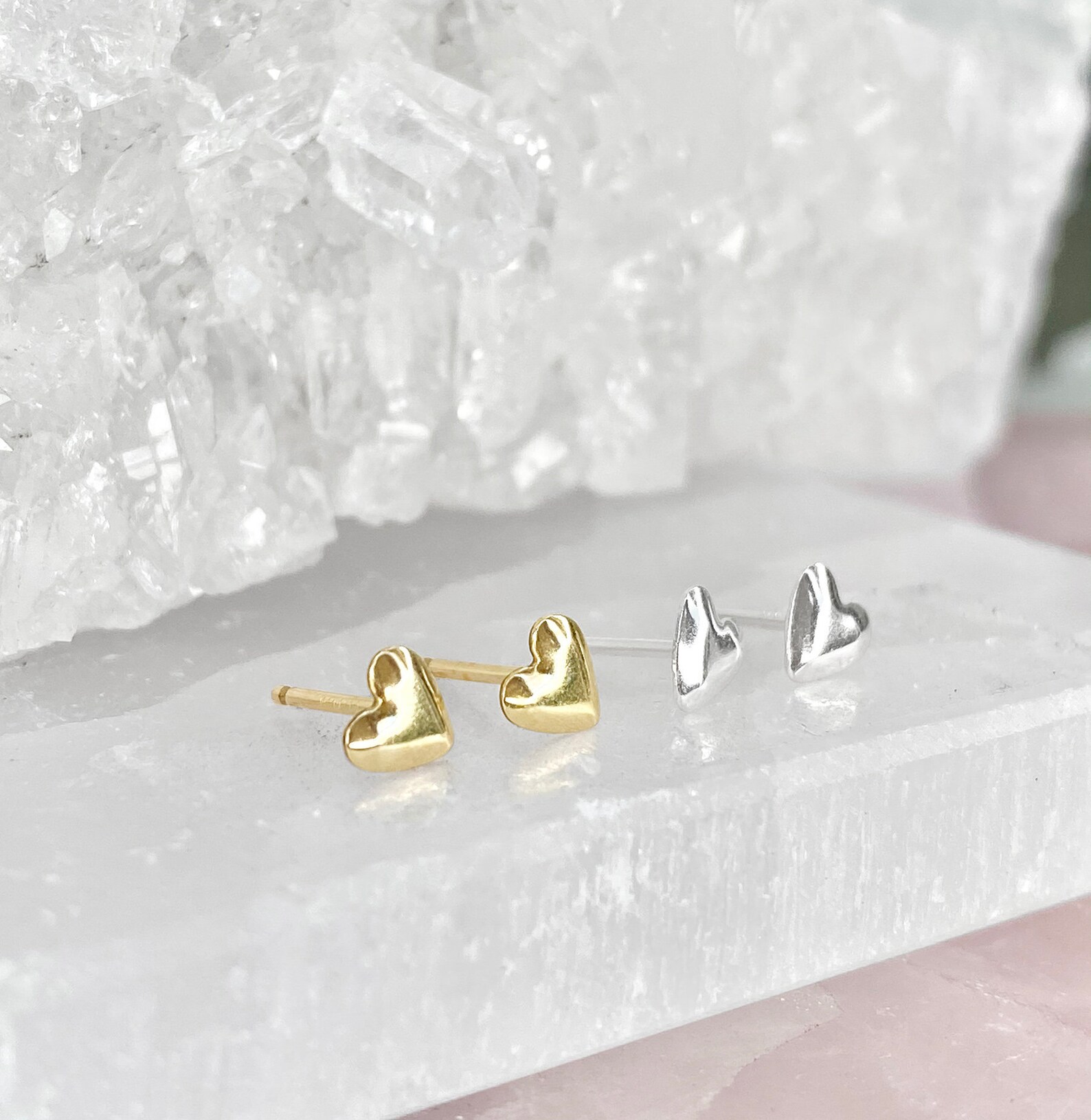 Dainty Heart Stud Earrings Heart Earrings 14kt Gold Filled & | Etsy